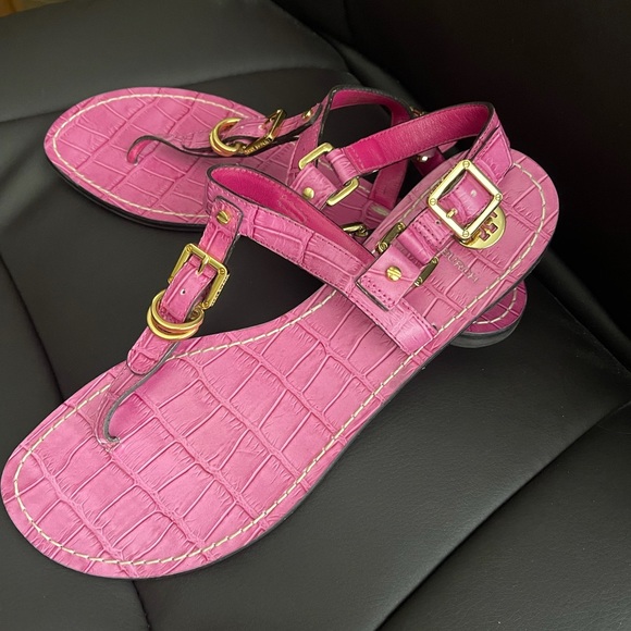 Tory Burch | Shoes | Tory Burch Pink Croc T Strap Sandals | Poshmark